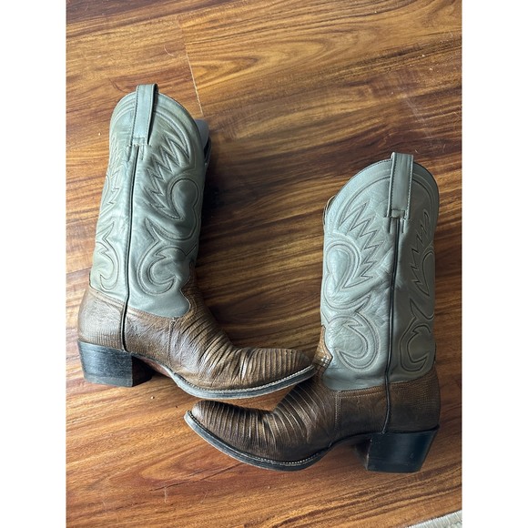 Shoes | Morgan Miller Two Tone Gray And Brown Exotic Lizard Mens 75d ...